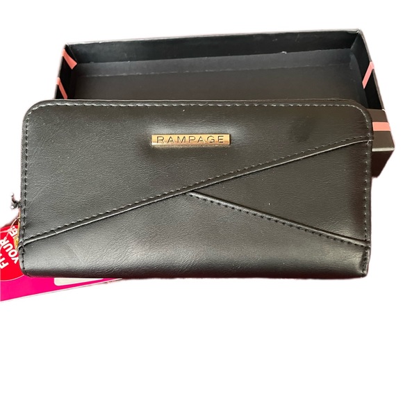Rampage | Bags | Rampage Saffiano Double Zip Wallet Black | Poshmark